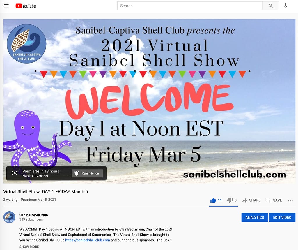 SHOW TIME for 2021 Virtual Sanibel Shell Show - Sanibel-Captiva Shell Club